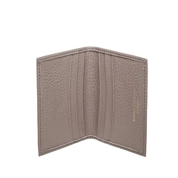 ASPINAL OF LONDON Double Fold Credit Card Holder In Warm Pebble - Grey