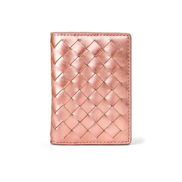 ASPINAL OF LONDON Double Fold Credit Card Holder In Pistachio Pebble - Pink