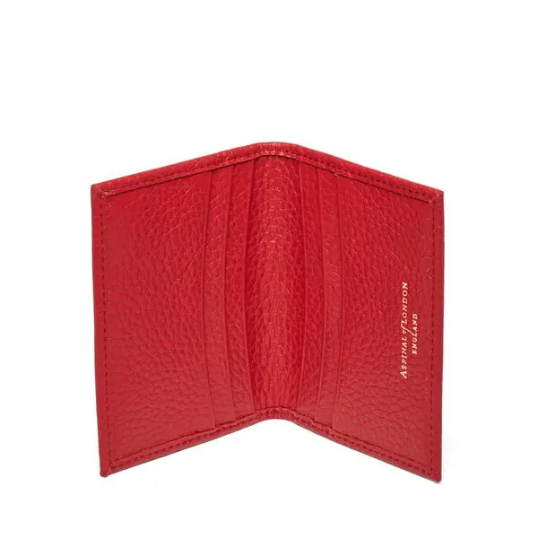 ASPINAL OF LONDON Double Fold Cit Card Holder In Cardinal Pebble - Red