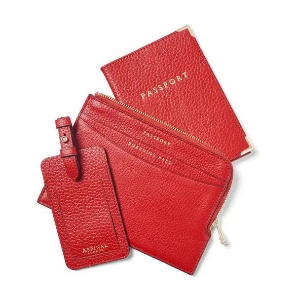 ASPINAL OF LONDON Zipped Travel Collection - Red