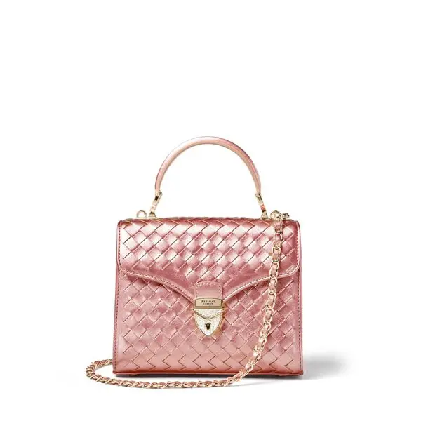 ASPINAL OF LONDON Midi Mayfair Croc Effect Top Handle Bag - Pink