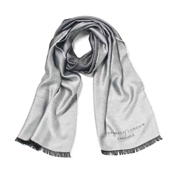ASPINAL OF LONDON Silk Opera Scarf In Modal Silk - Silver