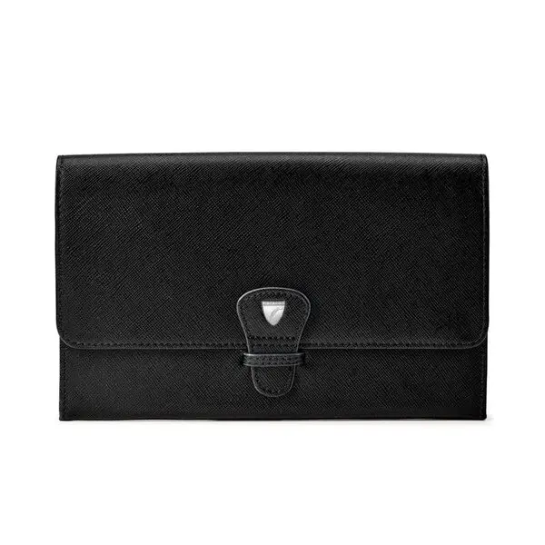 ASPINAL OF LONDON Travel Wallet In Deep Shine Ever Croc - Black