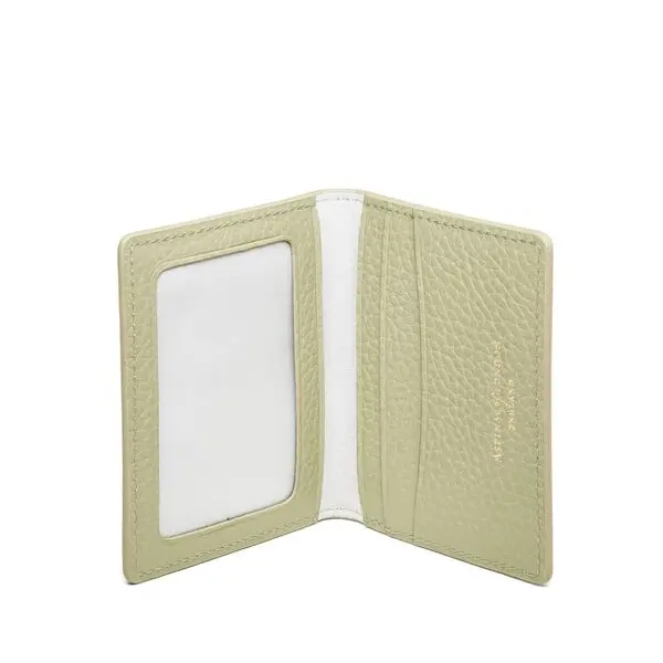 ASPINAL OF LONDON Id & Travel Card Case In Tobacco Pebble - Green