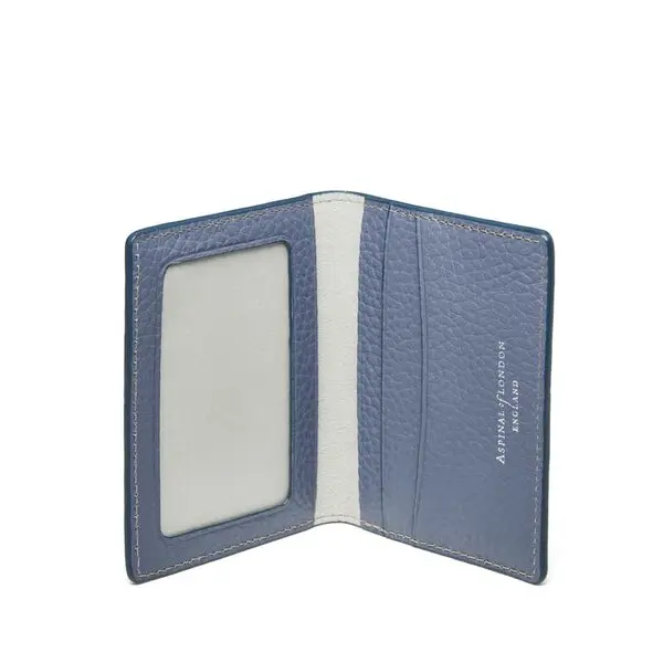 ASPINAL OF LONDON Id & Travel Card Case In Tobacco Pebble - Navy