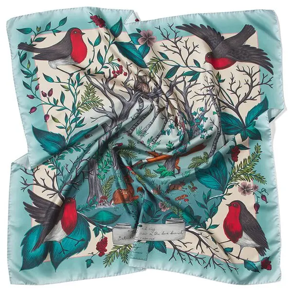ASPINAL OF LONDON Robin Silk Scarf In Midnight - Blue/green