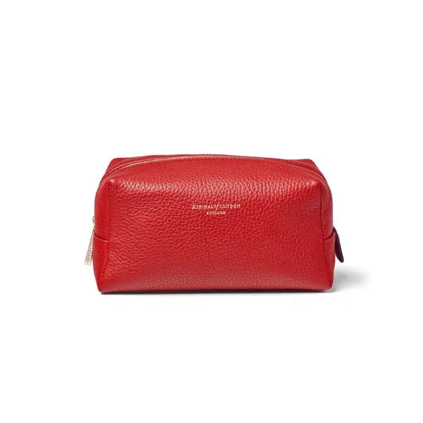ASPINAL OF LONDON Burgundy Pebble Leather Makeup Bag - Red