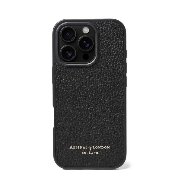 ASPINAL OF LONDON Iphone 16 Pro Case In Pebble & Gold Edge - Black