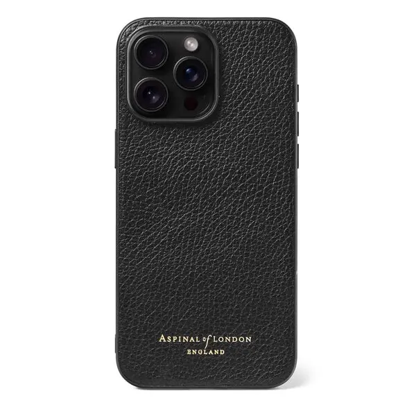ASPINAL OF LONDON Iphone 15 Pro Max Case In Pebble & Gold - Black