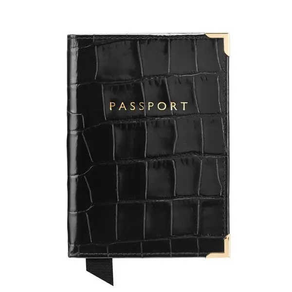 ASPINAL OF LONDON Passport Cover In Pebble - Black
