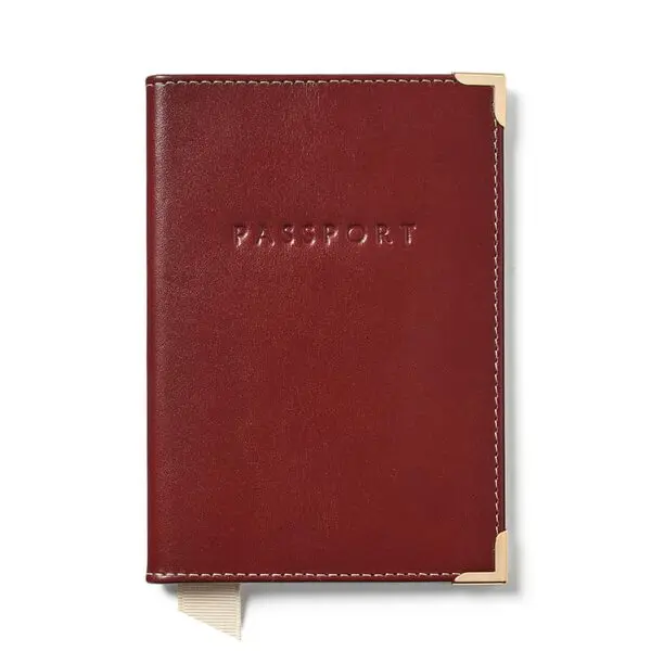 ASPINAL OF LONDON Passport Cover In Pebble Tobacco - Brown