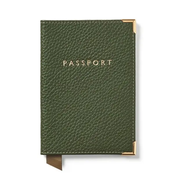 ASPINAL OF LONDON Passport Cover In Pebble - Green