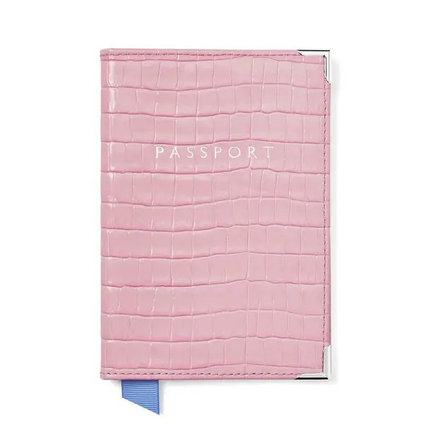 ASPINAL OF LONDON Passport Cover In Fig Pebble - Pink/purple
