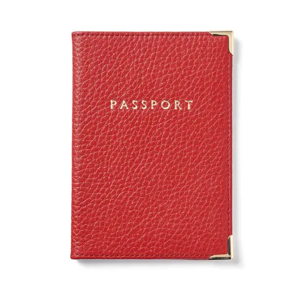 ASPINAL OF LONDON Passport Cover In Deep Shine Capri Small Croc - Red