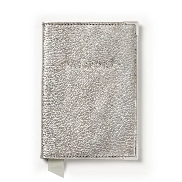 ASPINAL OF LONDON Passport Cover In Cardinal Pebble - Silver