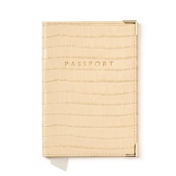 ASPINAL OF LONDON Passport Cover In Pebble - Yellow