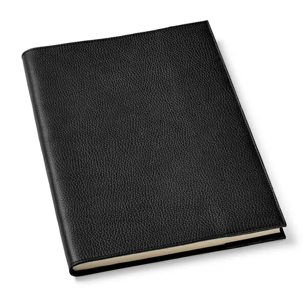 ASPINAL OF LONDON Refillable Leather Journal In Tobacco Pebble - Black