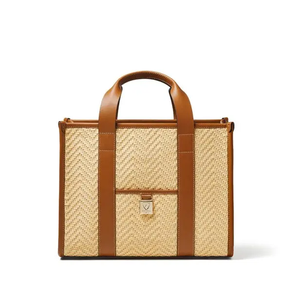 ASPINAL OF LONDON Henley Tote Bag In Chevron Woven Leather - Tan