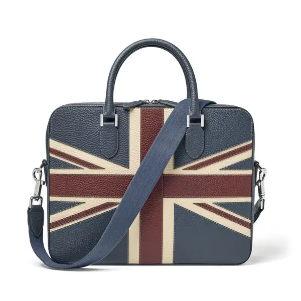 ASPINAL OF LONDON Slim Leather Briefcase - Blue