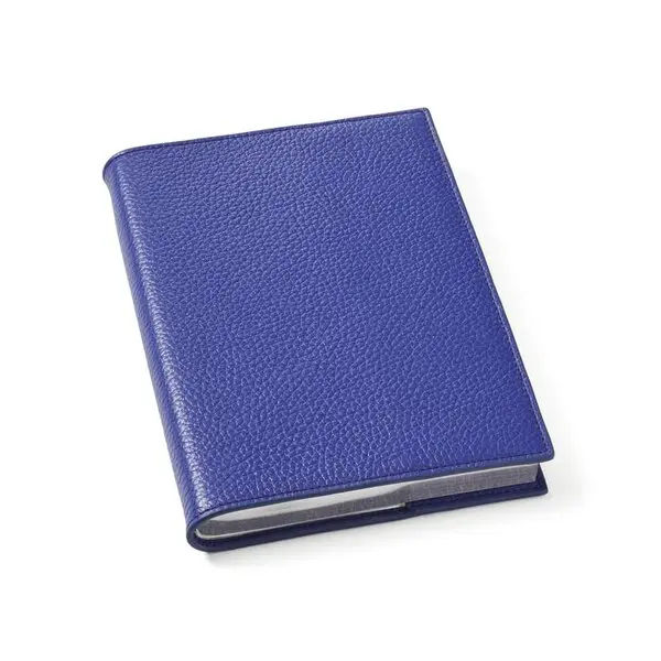 ASPINAL OF LONDON Refillable Luxury Journal In Tobacco Pebble - Blue