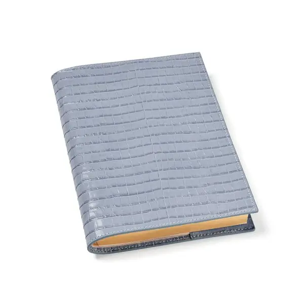 ASPINAL OF LONDON A7 Refillable Luxury Pocket Notebook In Pebble Lined Pages - Blue