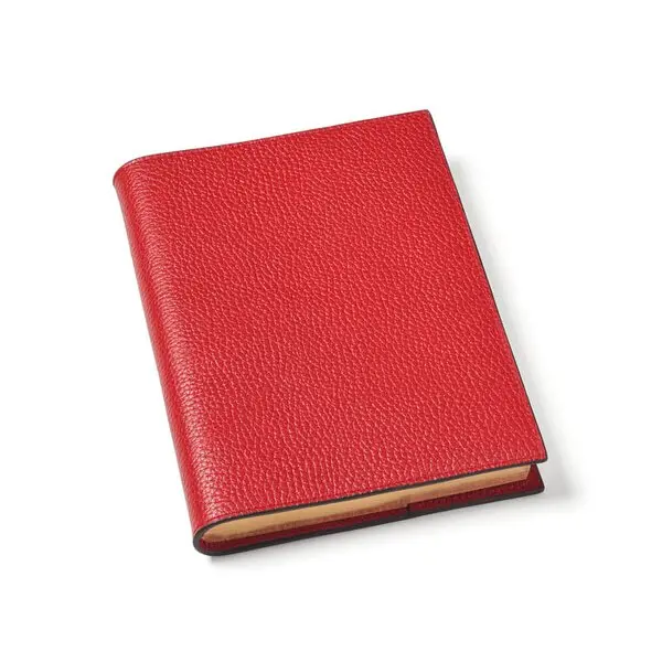 ASPINAL OF LONDON Refillable Luxury Journal In Tobacco Pebble - Red