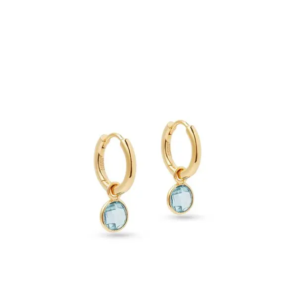 ASPINAL OF LONDON Gemstone Huggie Earrings In Swiss Topaz & 18ct Gold Vermeil - Blue
