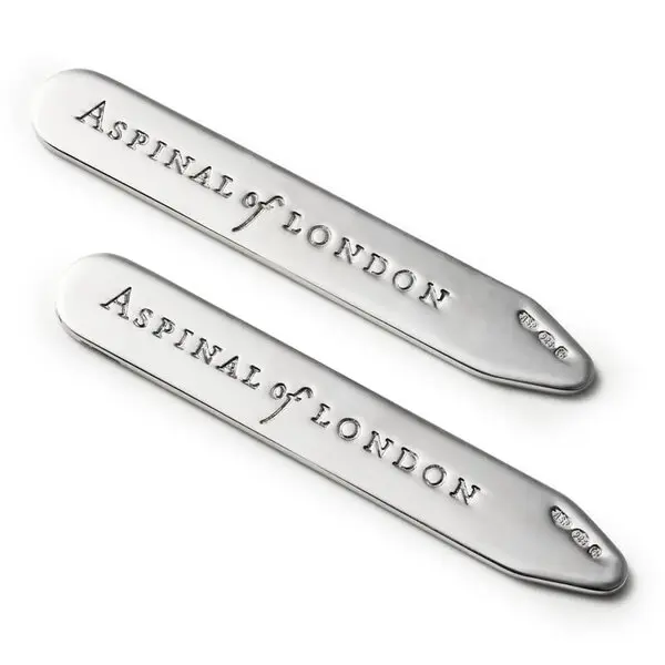 ASPINAL OF LONDON Matt Finish Sterling Collar Stiffeners - Silver