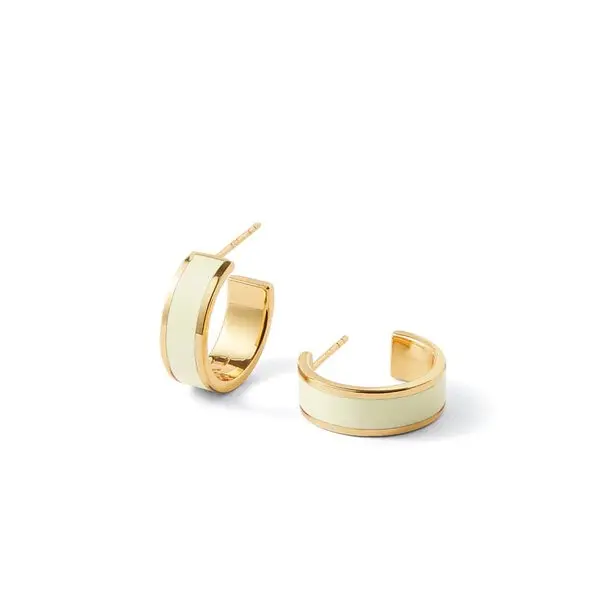 ASPINAL OF LONDON Enamel & 18ct Gold Plated Hoop Earrings - Ivory