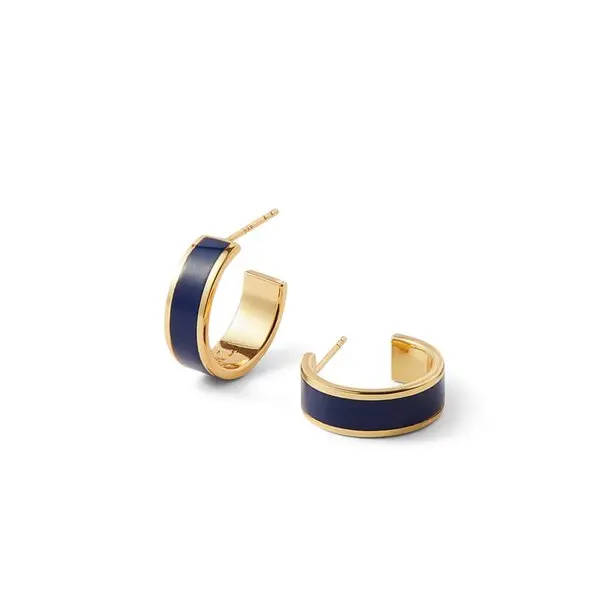 ASPINAL OF LONDON Enamel Hoop Earrings In Enamel & 18ct Gold Plated - Navy