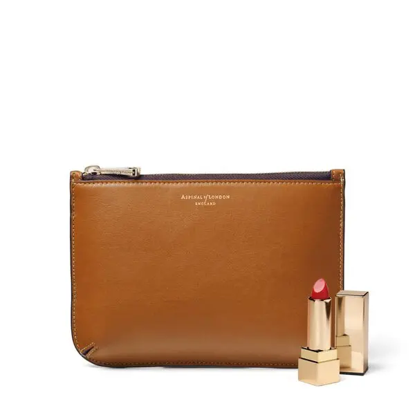 ASPINAL OF LONDON Ella Pouch In Sky Pebble - Tan