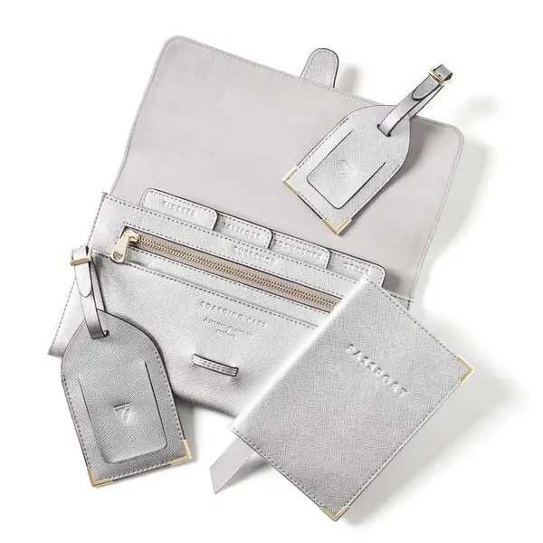 ASPINAL OF LONDON Travel Collection In Deep Shine Ever Small Croc - Silver