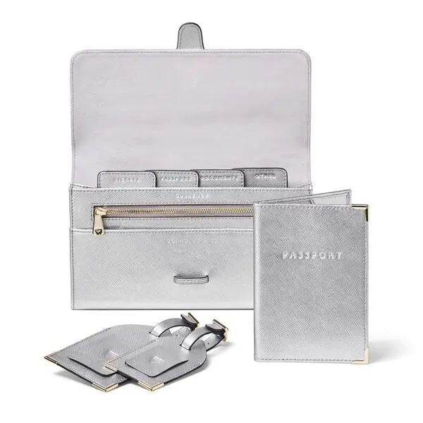 ASPINAL OF LONDON Travel Collection In Deep Shine Ever Small Croc - Silver
