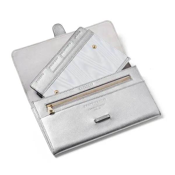 ASPINAL OF LONDON Travel Collection In Deep Shine Ever Small Croc - Silver