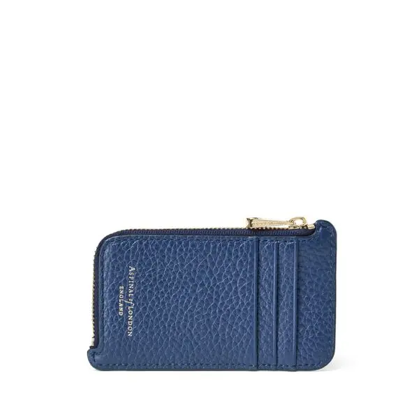 ASPINAL OF LONDON Zipped Coin & Card Holder In Pebble - Blue