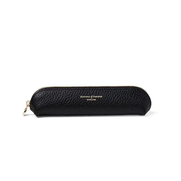 ASPINAL OF LONDON Slim Pencil Case In Pebble - Black