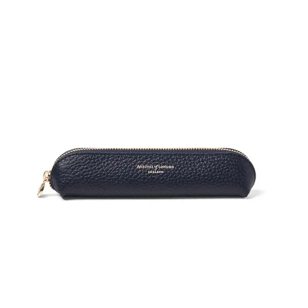 ASPINAL OF LONDON Slim Pencil Case In Pebble - Navy