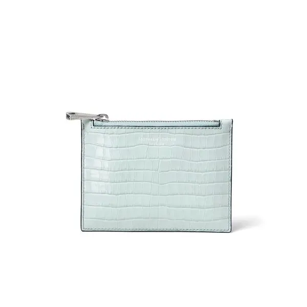 ASPINAL OF LONDON Small Essential Flat Pouch In Fig Pebble - Blue