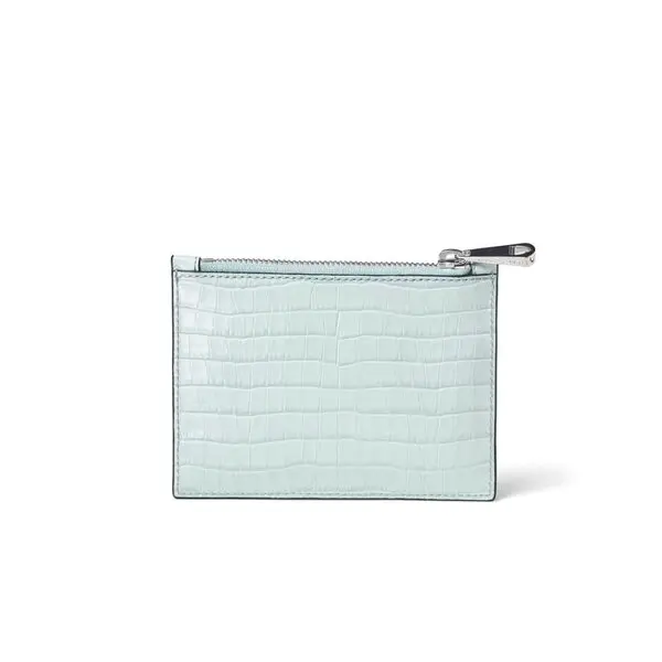 ASPINAL OF LONDON Small Essential Flat Pouch In Deep Shine Pool Small Croc