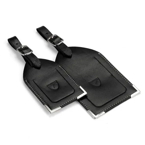 ASPINAL OF LONDON Set Of 2 Luggage Tags In Deep Shine Cherry Small Croc - Black