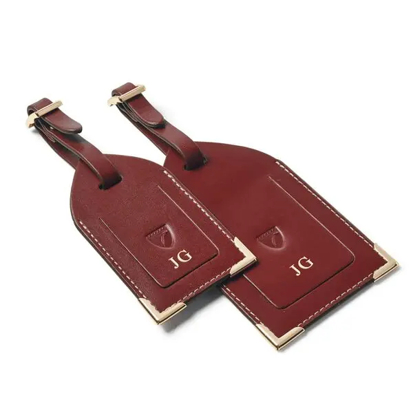 ASPINAL OF LONDON Set Of 2 Luggage Tags In Deep Shine Amazon Croc - Brown