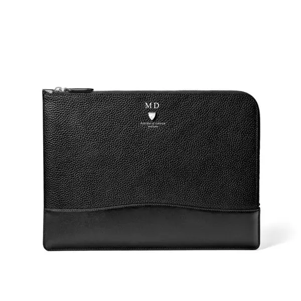 ASPINAL OF LONDON City Leather Folio Case In Pebble - Black