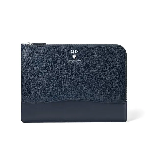 ASPINAL OF LONDON City Leather Folio Case In Pebble - Blue