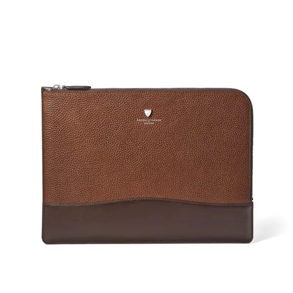 ASPINAL OF LONDON City Leather Folio Case In Pebble - Brown