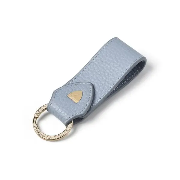 ASPINAL OF LONDON Leather Loop Keyring In Deep Shine Croc - Blue