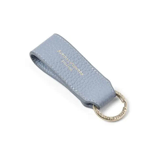 ASPINAL OF LONDON Leather Loop Keyring In Navy Pebble - Blue