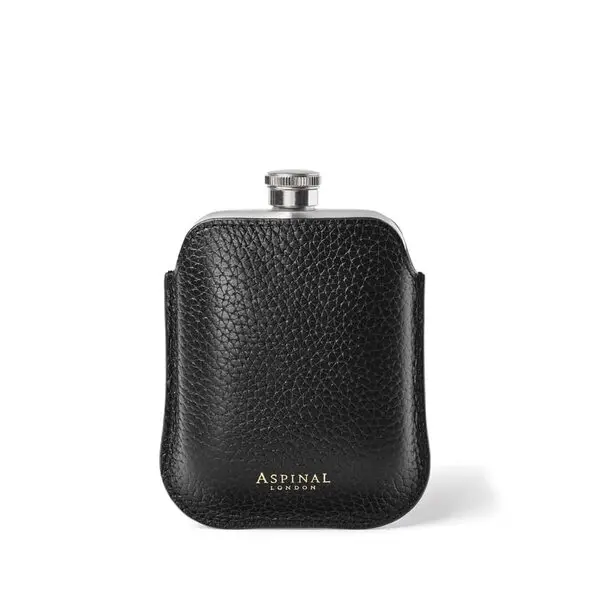 ASPINAL OF LONDON Hip Flask With Pouch - Black
