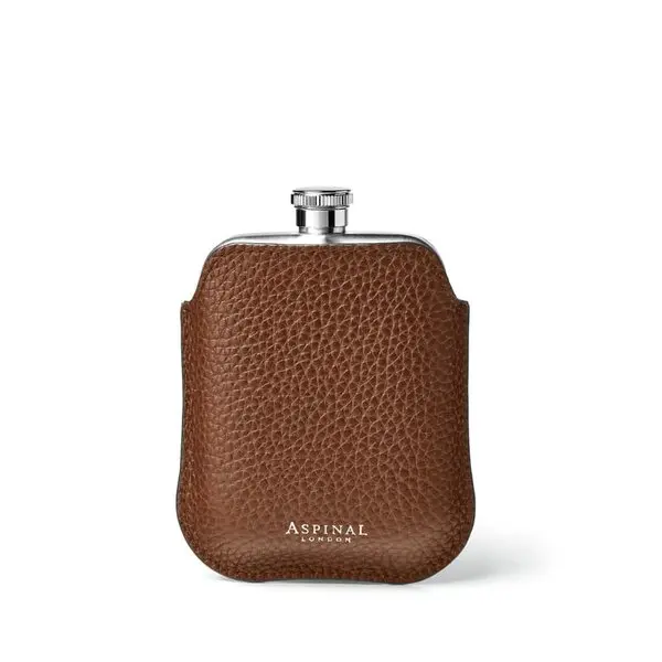 ASPINAL OF LONDON Hip Flask With Pouch - Brown