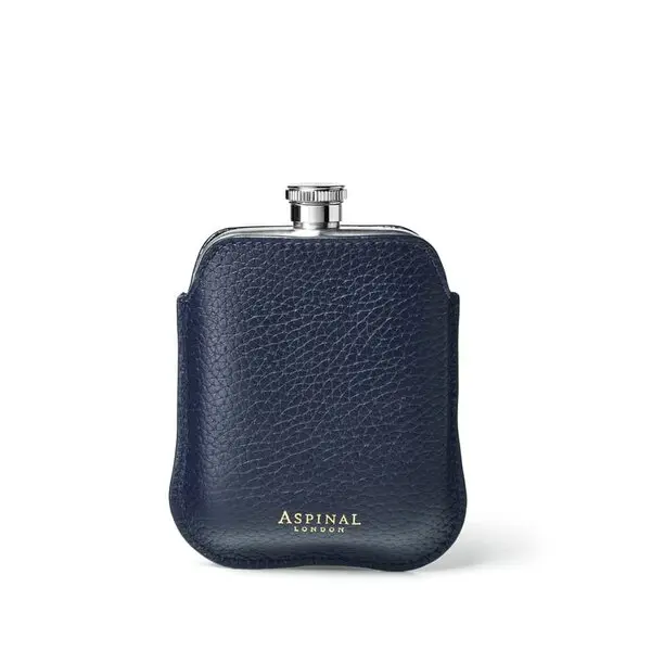 ASPINAL OF LONDON Hip Flask With Pouch - Navy