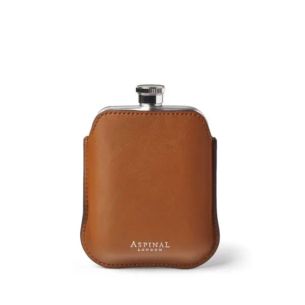 ASPINAL OF LONDON Hip Flask With Pouch - Tan
